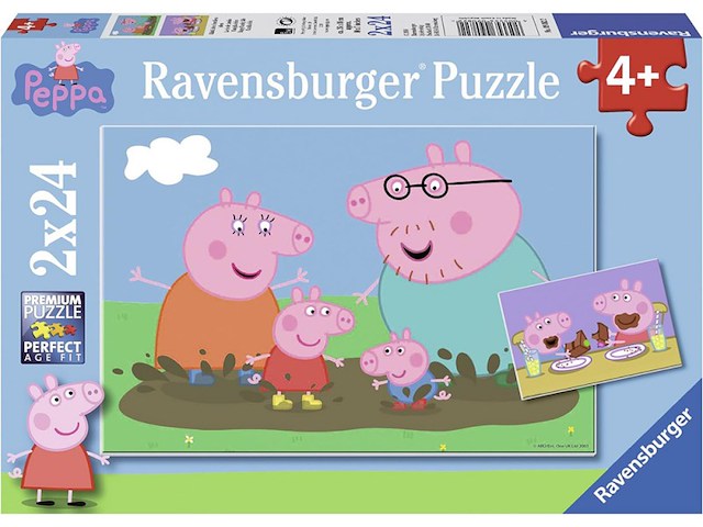 Ravensburger Puzzle slagalice 2x24 dela Pepa Prase - srećna porodica 09082