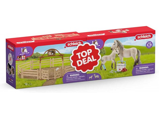 Schleich® Horse Club Figure Konji 2u1 Ograda za konje Prva pomoć i Konji 72242