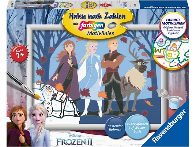 Ravensburger Bojanka po brojevima + akrilne boje Disney Frozen II 28491