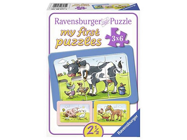 Ravensburger puzzle 3x6 delova - Krava, prase, konj 06571