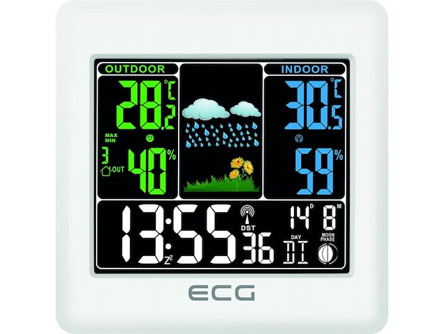 Digitalni stoni sat sa kućnom meteo stanicom ECG MS 300 White