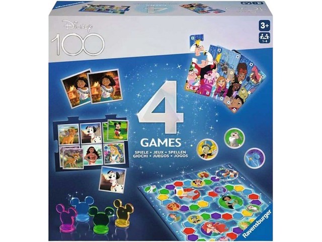 Društvene igre Komplet od 4 Disney 100th Anniversary Ravensburger 22341