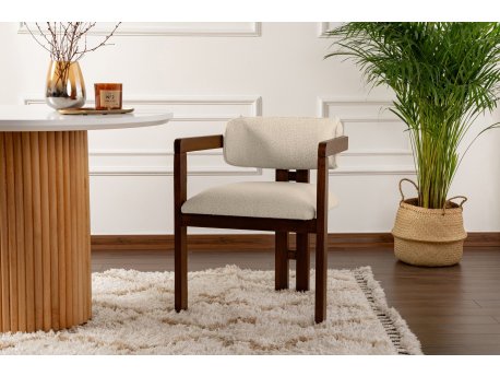 HANAH HOME Trpezarijska stolica Mistral Walnut Off White