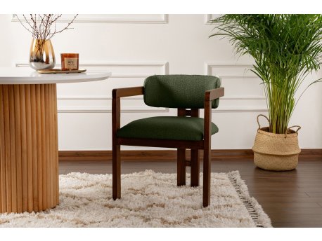 HANAH HOME Trpezarijska stolica Mistral Walnut Dark Green