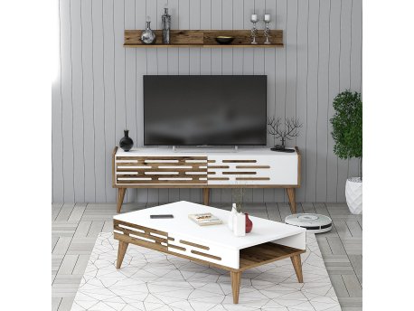 HANAH HOME Set za dnevnu sobu Valensiya 140 Walnut White