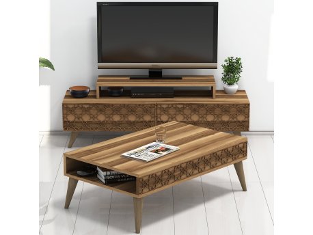 HANAH HOME Set za dnevnu sobu City Walnut Walnut