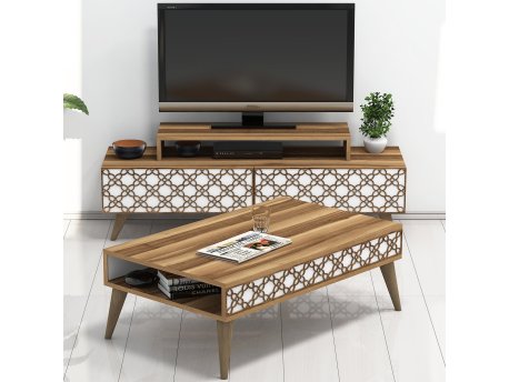 HANAH HOME Set za dnevnu sobu City Walnut White