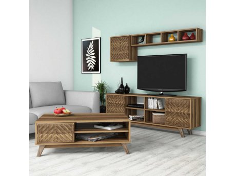 HANAH HOME Set za dnevnu sobu Inci Walnut