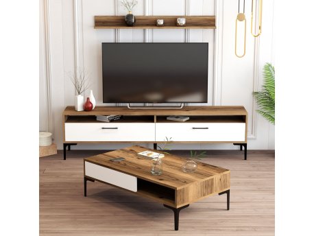 HANAH HOME Set za dnevnu sobu Istanbul Walnut White