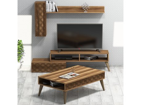 HANAH HOME Set za dnevnu sobu Planet Walnut Walnut