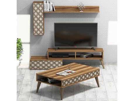 HANAH HOME Set za dnevnu sobu Planet Walnut Cream