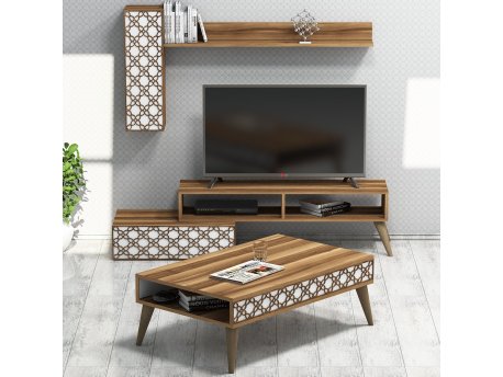 HANAH HOME Set za dnevnu sobu Planet Walnut White