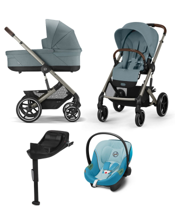 Cybex Balios S Lux kolica 4 u 1 sa auto sedištem i Isofix Bazom Aton S2 - Stormy Blue&Blue Turquoise