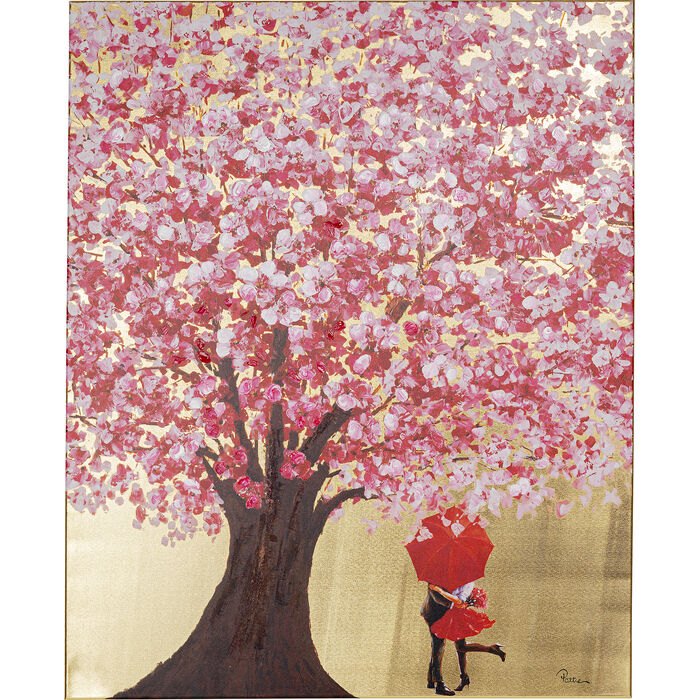 Canvas Picture Flower Couple Gold Pink 80x100cm