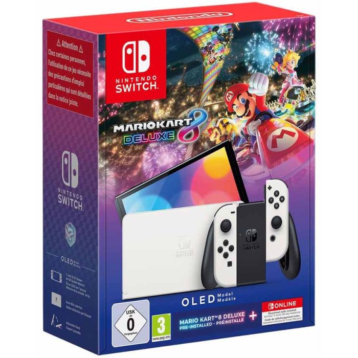 Konzola Nintendo SWITCH OLED Mario Kart 8 Deluxe + 12 NSO White