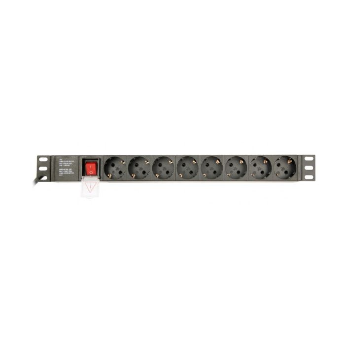 EG-PDU-014-C14 Gembird C14 Produzni kabl sa zastitom 8 uticnica 10A, PDU 1U, aluminium, 3m