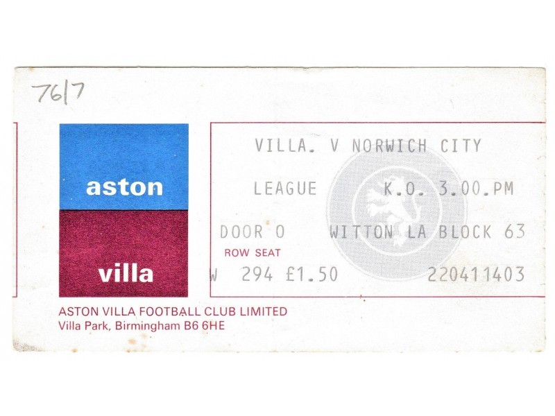 1976/77, ASTON VILLA - NORWICH CITY! Pre 49 godina!