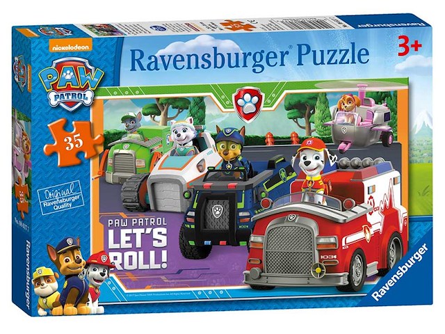 RAVENSBURGER Puzzle 35 delova Patrolne šape - Paw Patrol u akciji RA08617