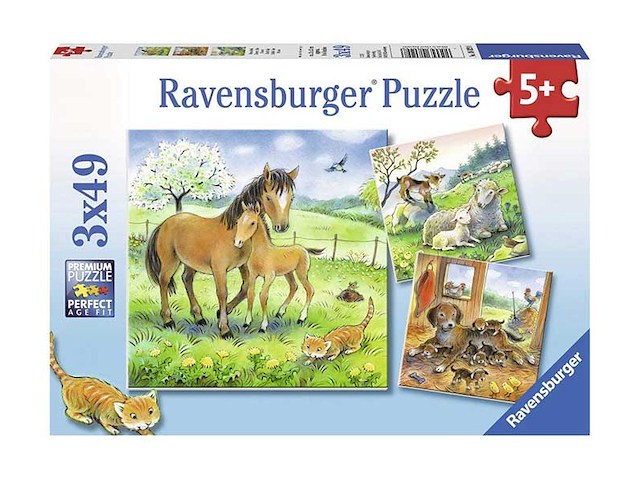 Ravensburger Puzle 3x49 Domaće životinje sa mladuncima 08029