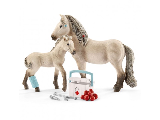 Schleich Figure - Konji - Islandski poni kobila i ždrebe i oprema za prvu pomoć 42430