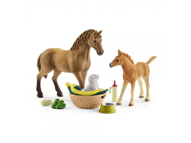 Schleich Figure - Kvarter kobila i ždrebe sa opremom 42432