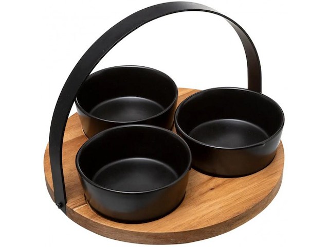 Secret De Gourmet Set Za Posluživanje X3 Metal/drvo Acacia Crna