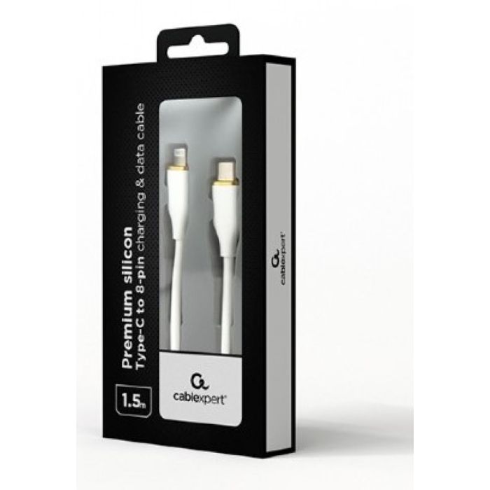 CC-USB2S-CM8PM-1.5M-W Gembird Premium silicon USB Type-C to 8-pins charging & data cable,1.5 m,White