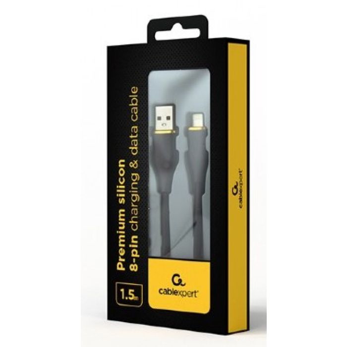 CC-USB2S-AM8PM-1.5M-BK Gembird Premium silicon 8-pin cable charging and data cable, 1.5 m, black