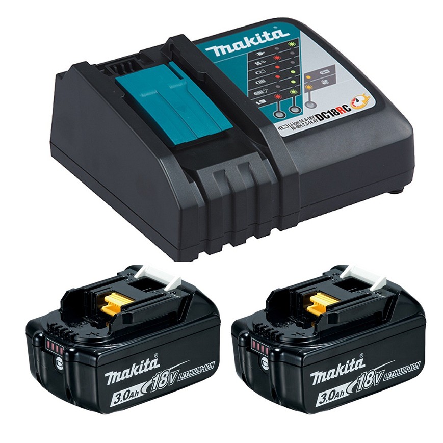 Makita 2 x akumulator 3Ah BL1830B + 1 x punjač DC18RC, SET 7