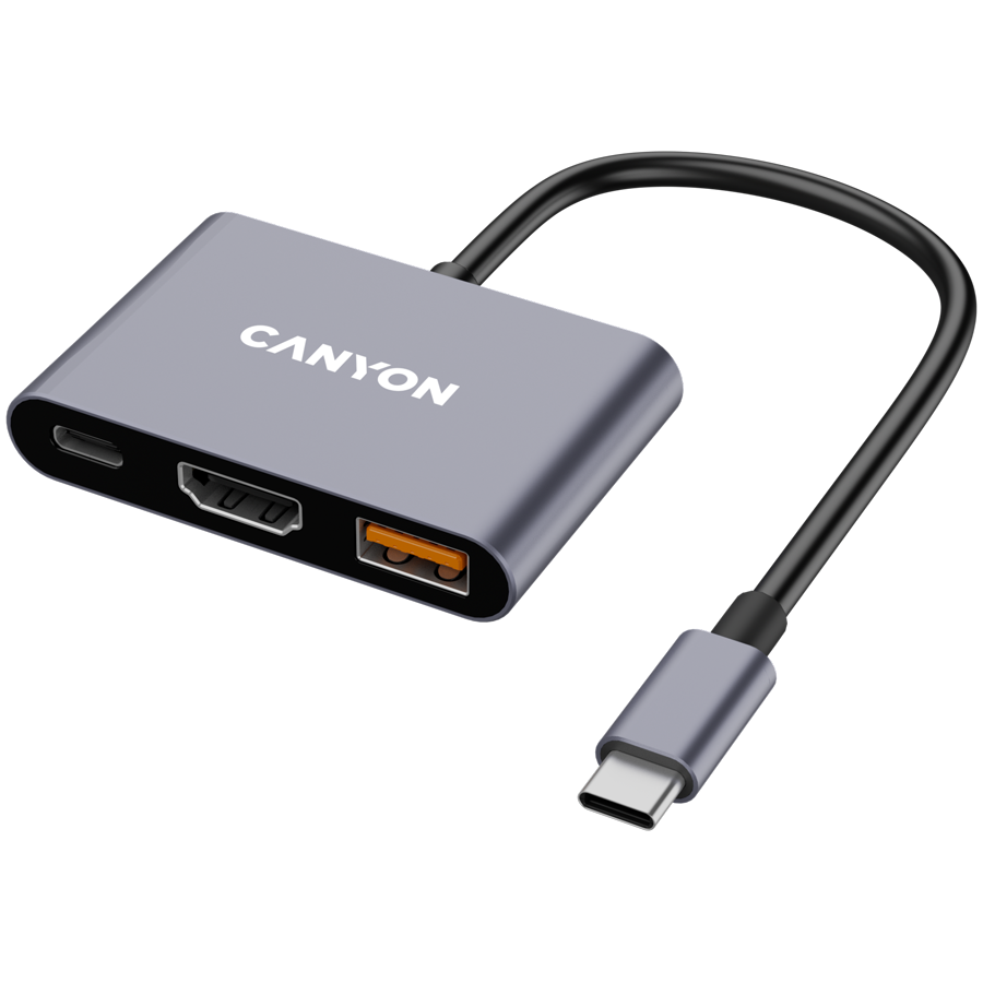 CANYON hub DS-4 3in1 USB-C Grey,CNS-TDS4