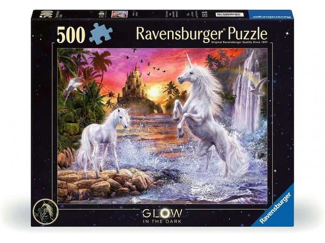 Ravensburger puzzle STAR Line - Glow-in-the-Dark Effect - Unicorns At the River 500 delova