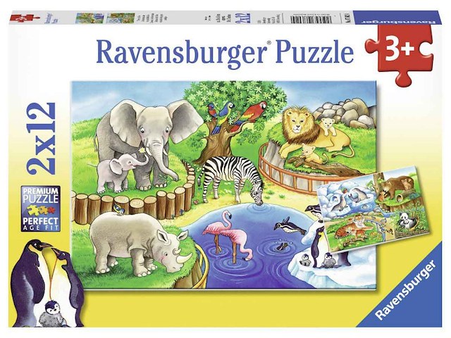 Ravensburger puzzle  Dečije puzle - 2x12 - Životinje - Animals in the Zoo  2x12 delova  RA07602