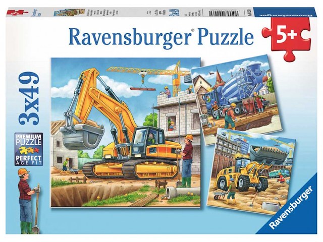 Ravensburger puzzle Dečije puzle - 3x49 - Large construction vehicles   3x49 delova RA09226