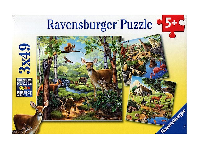 Ravensburger puzzle Dečije puzle - 3x49 - Životinje - Animals  3x49 delova RA09265