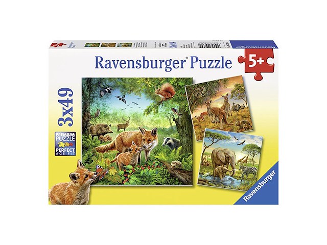 Ravensburger puzzle Dečije puzle - 3x49 - Životinje - Animals of the Earth  3x49 delova RA09330