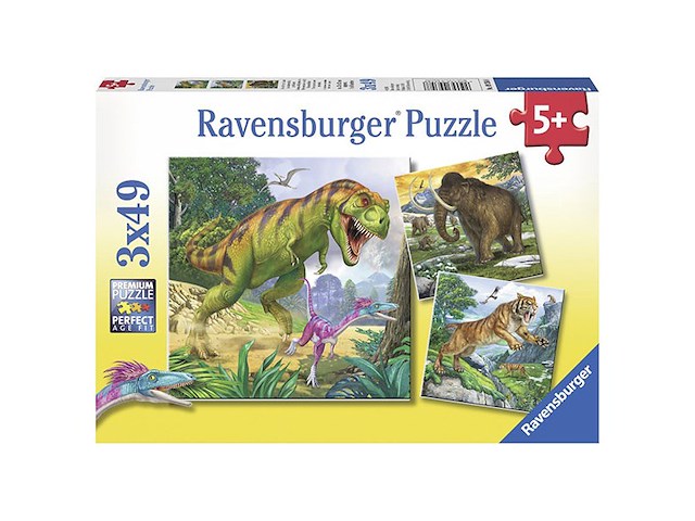 Ravensburger puzzle Dečije puzle - 3x49 - Dinosaurusi - Vladari prvih vremena  3x49 delova RA09358