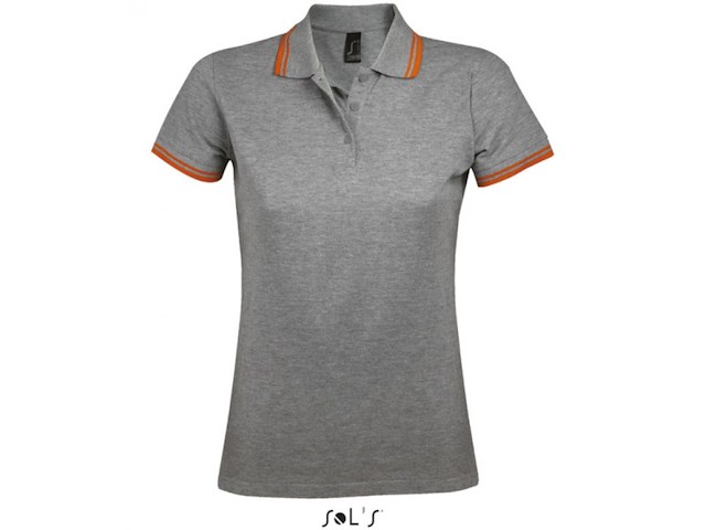 Sols Pasadena Ženska majica sa kragnom vel. XXL Melange Grey/Orange 00578