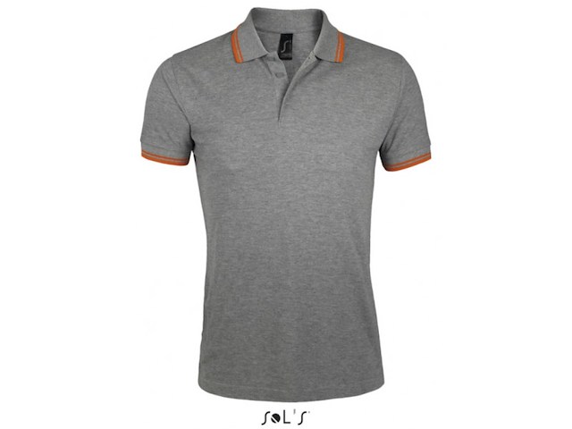 Polo majica za muškarce veličina M Sols Pasadena Melange Grey/Orange 00577