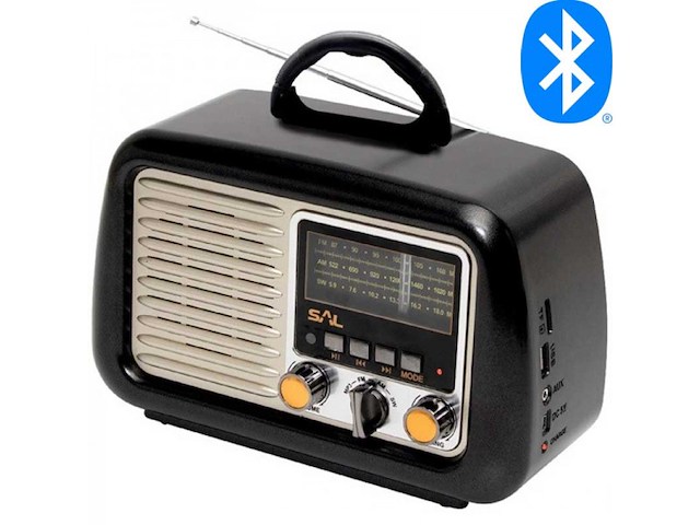 Prenosni multimedijalni retro FM radio prijemnik BT USB Mp3 RRT2B