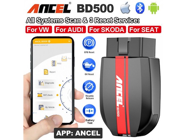 NOVO - ANCEL BD500 Bluetooth OBD2 za VW Audi Seat Skoda