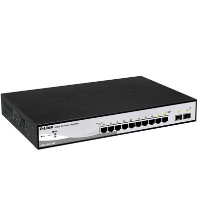 D-Link 8-port PoE Smart Gigabit 10/100/1000Mbps Switch, Power budget 78W, w/ 2 Combo SFP ports, VLAN, QoS, ACL, Security, Port mirroring, STP, Link Aggregation, IGMP, Web management, Rackmount kit...