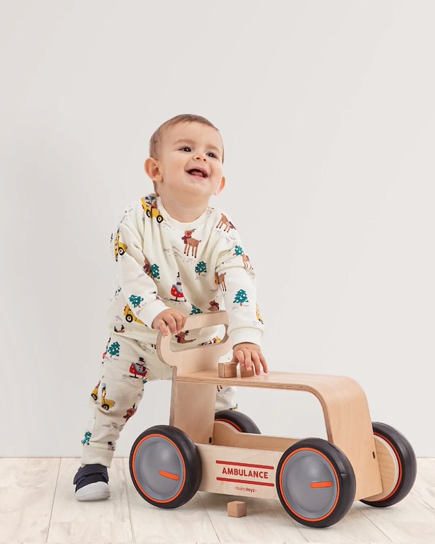 Guralica za bebe DriveMe Wood Ambulance