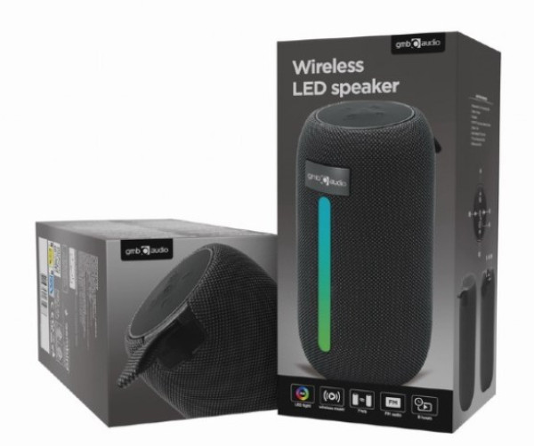 SPK-BT-LED-07 GEMBIRD PORTABLE BLUETOOTH LED SPEAKER, 5W, BT, FM, USB, HANDSFREE, BLACK