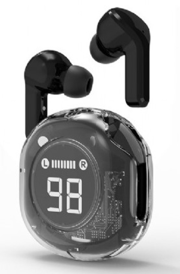 TWST-01-BK GEMBIRD BLUETOOTH V5.4 SLUSALICE, TWS, LCD, TRANSPARENT, BLACK