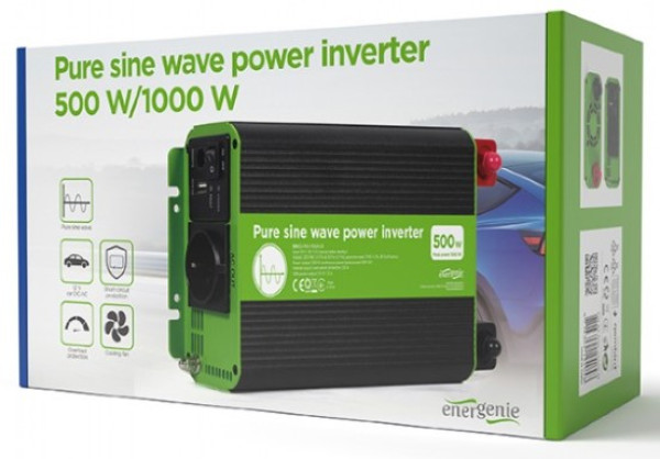 EG-PWC-PS500-01 GEMBIRD 12V CIST SINUSNI AUTO INVERTER DC/AC 500W + USB PORT, 1,95KG