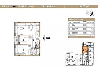 Podbara-Trosoban stan 60 m2 u Izgradnji-povrat PDV-065/385 8880