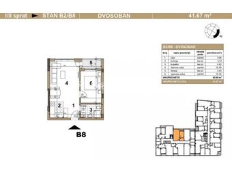 Podbara-Lep Dvosoban stan 42 m2 u Izgradnji-povrat PDV-065/385 8880