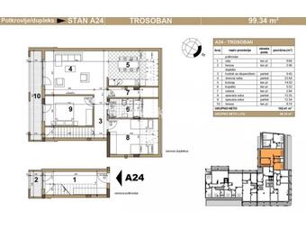 Podbara-Fantastičan Veliki Trosoban Dupleks 100 m2 u Izgradnji-povrat PDV-065/385 8880