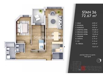 Centar-Odličan Trosoban stan 73 m2 u Izgradnji-povraćaj PDV-a-065/385 8880