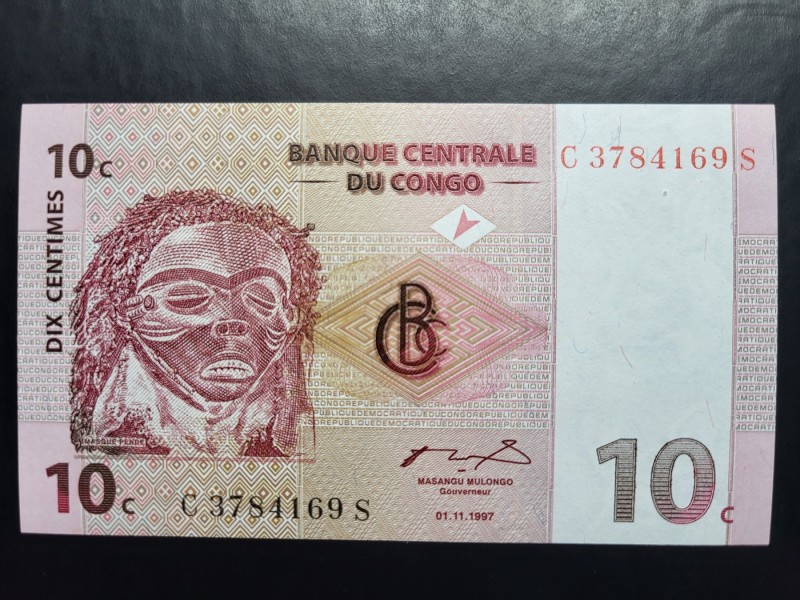 CONGO 10 Centimes,1997, UNC